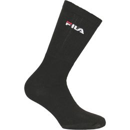 Fila Damen Sportsocken "UNISEX CREW TENNIS FULL TERRY SOCKS", Gr. 35, schwarz, Baumwollmischung, unifarben, Socken, mit eingestrickem Logo