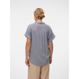 V&eacute;ro Moda VERO MODA Damen Kurzarmbluse "VMBUMPY S/S SHIRT WVN GA NOOS", wei&szlig;, Gr. M, gestreift, Web, Obermaterial: 100% Viskose, Blusen, Viskose, regular fit