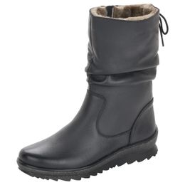 Remonte Damen Winterstiefelette, Gr. 39, schwarz, Leder, Schuhe, mit gerafftem Schaft