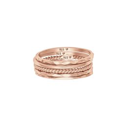 Elli Damen Ring-Set "Stapelring Stacking Boho Set (5 tlg.) 925 Sterling Silber", 56mm, ohne Stein, Silber 925 (Sterlingsilber), rosa, Silber 925