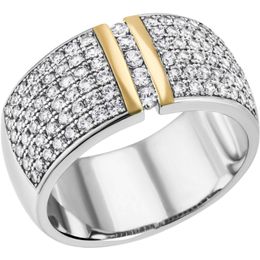 Firetti Damen Fingerring "Schmuck Geschenk Silber 925 Silberring Ring Bicolor", 58, Silber 925 (Sterlingsilber), 9,7mm, gold, Silber 925