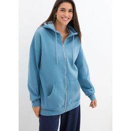 bonprix Kapuzen-Sweatjacke, blau, Gr.56/58 (3XL), Bequeme Sweatjacke mit Rei&szlig;verschluss, 60% Baumwolle