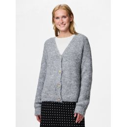 Pieces Damen Strickjacke "PCCLEO LS V-NECK KNIT CARDIGAN NOOS BC"medium grau melange, Gr. XXL, unifarben, Strick, Obermaterial: 76% Polyester, 16%