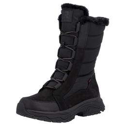 RIEKER SPORT Damen Winterstiefel, Gr. 42schwarz, Leder, Lederimitat, Textil, unifarben, Schuhe, Snowboots, Winterboots mit wasserabweisender