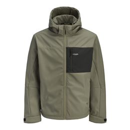 Jack & Jones JACK & JONES Herren Softshelljacke "JJNORTH SOFTSHELL JACKET"dusty olive, Gr. S, kontrastfarbene Details, unifarben, Web, Obermaterial: 100%