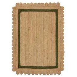 Teppich FLAIR RUGS "Grace aus Jute mit Muschelrandsaum", gr&uuml;n, B:120cm H:7mm L:170cm, Jute, Teppiche, Teppich, aus 100% Jute, fu&szlig;bodenheizungsgeeignet, mit Bord&uuml;re