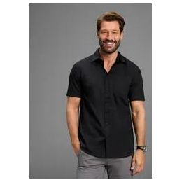 MAN'S WORLD Kurzarmhemd MAN'S WORLD, Herren, Gr. 47/48 (XXXL), N-Gr, schwarz (schwarz, uni), Obermaterial: 55% Baumwolle, 45% Polyester, unifarben, Basic, normal, gerader Abschluss, Hemden, Kurzarm