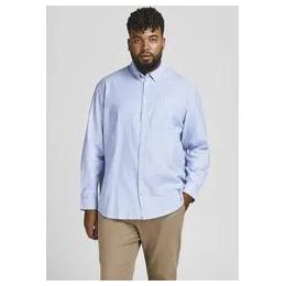 Jack & Jones Langarmhemd "OXFORD SHIRT", Herren, Gr. 4XL (64/66), N-Gr, blau (cashmere blau), Web, Obermaterial: 100% Baumwolle, JACK & JONES PLUSSIZE, unifarben, normal, Rundhals, Hemden