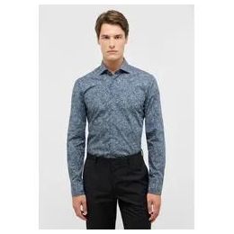 Langarmhemd Eterna "SLIM FIT", Herren, Gr. 39, Normalgr&ouml;&szlig;en, navy, Popeline, 100% Baumwolle, schmal, Manschette, Hemden, EASY IRON (b&uuml;gelleicht)