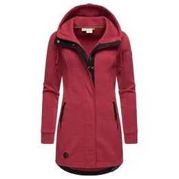 Langjacke Ragwear "Letty Intl.", Damen, Gr. XL (42), pink (hellpink), Sweatware, Obermaterial: 54% Polyester, 41% Baumwolle, 5% Viskose; Futter: 54% Polyester, 41% Baumwolle, 5% Viskose, tailliert ca. Mitte Oberschenkel, hoch geschlossener Ausschnitt, &Auml;rmel ohne &Auml;rmelschlitz normaler Saum, Jacken Langjacke, Sportliche Kapuzenjacke mit Kunstleder-Elementen