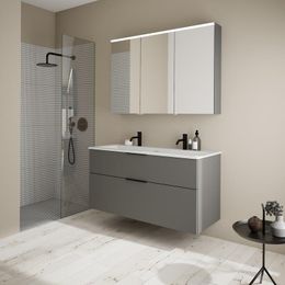 Burgbad Eqio Schrank mit Slim Keramik-Doppelwaschtisch, mit Spiegelschrank, SHCQ122LF6584C0001G0200,