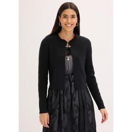 bonprix Trachten-Strickjacke, schwarz