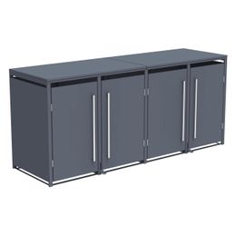 Tchibo - M&uuml;lltonnenbox mit Trethebel f&uuml;r 4 M&uuml;lltonnen &aacute; 240 l - 265x80x116cm - anthrazit - Stahl / Edelstahl