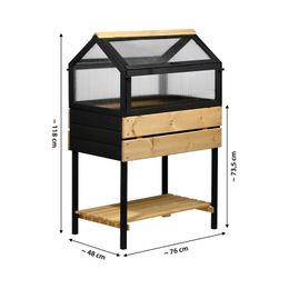 Tchibo - 4-Jahreszeiten-Hochbeet - 48x76x118cm - schwarz - Kiefernholz / Polycarbonat
