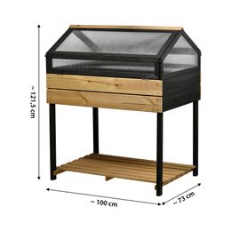 Tchibo - 4-Jahreszeiten-Hochbeet - 73x100x121,5cm - schwarz - Kiefernholz / Polycarbonat