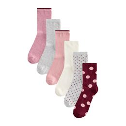 next Socken Damen Gr&ouml;&szlig;e 36/41 hellgrau / rosa / burgunder / wollwei&szlig;