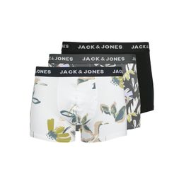 Jack & Jones Trunk JACK & JONES "JACABSTRACT TRUNKS 3 PACK SN", Herren, Gr. M, 3 Stk., wei&szlig; (iron gate pack:wei&szlig;, schwarz), Jersey, Obermaterial: 95% Baumwolle, 5% Elasthan, bedruckt, bequem, Unterhosen Trunk