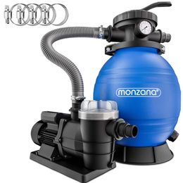 Monzana Sandfilteranlage Pool 9600 L/h mit Vorfilter 7-Wege Ventil