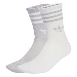 adidas originals Socken '3-Stripes Glitter Crew 2 Pairs' Damen Gr&ouml;&szlig;e 37/39 grau / silber / wei&szlig;