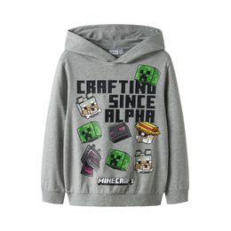 name it Sweatshirt 'NKMJET MINECRAFT' Jungen Gr&ouml;&szlig;e 122/128 graumeliert / gr&uuml;n / schwarz / wei&szlig;