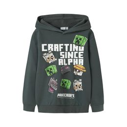 name it Sweatshirt 'NKMJET MINECRAFT' Jungen Gr&ouml;&szlig;e 122/128 dunkelgrau / gr&uuml;n / schwarz / wei&szlig;