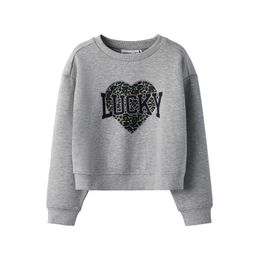 name it Sweatshirt 'NKFBima' M&auml;dchen Gr&ouml;&szlig;e 122/128 greige / graumeliert / helllila / schwarz