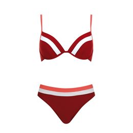 Olympia Bikini Damen Gr&ouml;&szlig;e XL orangerot / dunkelrot / wei&szlig;