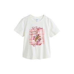 next T-Shirt 'Coffee Club' Damen Gr&ouml;&szlig;e M ecru / gold / pink / rot