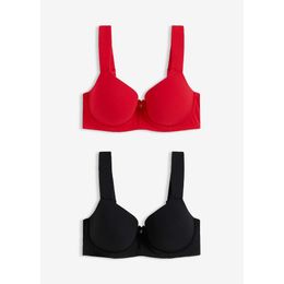 bonprix Schalen-BH mit B&uuml;gel und Spitze (2er Pack), rot, Gr.80E, Besonderer Schalen-BH mit Herzchenspitze, 95% Baumwolle (organic)