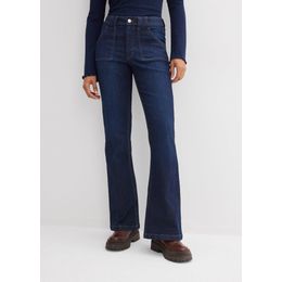 bonprix Flared-Jeans High Waist mit Bio-Baumwolle, blau, Gr.52, Cradle to Cradle Flared-Jeans, High Waist mit Bio-Baumwolle, 98% Baumwolle (organic)
