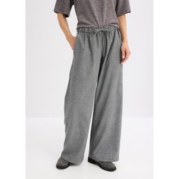 bonprix Palazzo-Hose in Wolloptik, grau, Gr.38, Weit geschnittene Hose in Salz & Pfeffer Optik mit Schn&uuml;rung am Bund und seitlichen Eingriffstaschen., aus Viskose