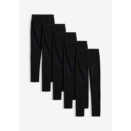 bonprix Leggings aus elastischem Bio-Baumwoll-Mix (5er Pack), schwarz, Gr.152, Praktisches 5er-Pack Skinny-Leggings in klassischem Schwarz aus weicher Bio-Baumwolle mit bequemem Elastikbund, 95% Baumwolle (organic)