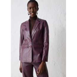 bonprix Blazer aus Lammnappa, rot, Gr.44, Modischer Lederblazer aus Lammnappa mit Pattentaschen, vielseitig kombinierbar., aus Nappaleder