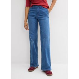 bonprix Wide-Leg-Jeans High Waist Bio-Baumwolle, blau, Gr.42, Cradle to Cradle Wide-Leg-Jeans, High Waist, Bio-Baumwolle, 98% Baumwolle (organic)