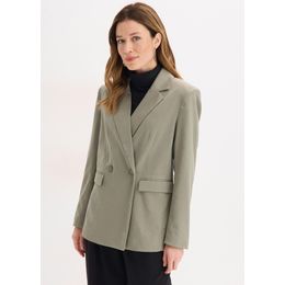 bonprix Oversize-Blazer, gr&uuml;n, Gr.54, L&auml;ssiger Doppelreihiger Blazer, aus Viskose