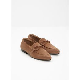 bonprix Loafer aus Veloursleder, braun, Gr.40, Sch&ouml;ner Loafer aus Veloursleder