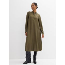 bonprix Blusenkleid aus feiner Viskose, gr&uuml;n, Gr.40, Blusenkleid mit Stehkragen, Knopfleiste an der Vorderseite und abgerundetem Saum, aus Viskose