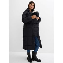 bonprix Warmer 2-in-1 Umstands-Puffermantel mit Trageeinsatz, schwarz, Gr.42, Gem&uuml;tlicher Oversize-Umstandsmantel mit Trageeinsatz