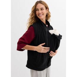 bonprix 3-in-1 Umstandsweste mit Trageeinsatz aus Fleece, schwarz, Gr.48/50 (XL), Fleeceweste f&uuml;r die Schwangerschaft und danach, mit Tragefunktion und Taschen