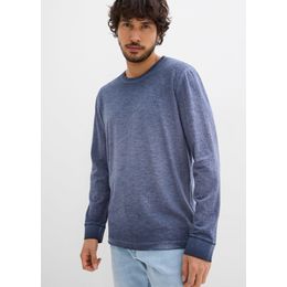 bonprix Langarmshirt aus Bio-Baumwolle (2er Pack), blau, Gr.60/62 (XXL), Modische Langarmshirts in gewaschener Optik, aus 100% Baumwolle