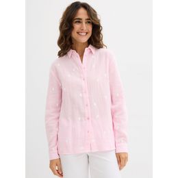 bonprix Musselin-Bluse mit Herzen, rosa, Gr.44, Modische Musselin-Bluse mit Herzmuster, aus 100% Baumwolle,Musselin
