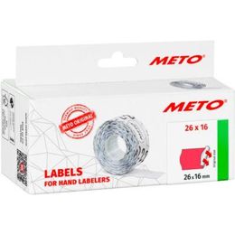 Preisetiketten METO&reg;, f&uuml;r 2-zeilige Preisauszeichner, permanenthaftend, Wellenrand, B 26 x H 16 mm, FSC&reg;-Papier, rot, 6 Rollen mit 1000 St&uuml;ck