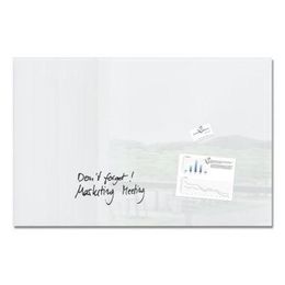 Sigel Glas-Whiteboard Artverum, Ecken gefasert/poliert, magnetisch, inkl. 3 x Neodym-Magnete, B 1000 x T 15 x H 650 mm, ESG, wei&szlig;