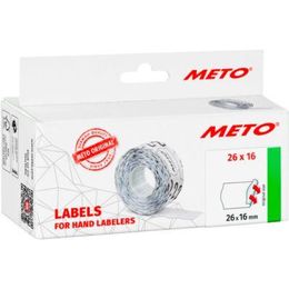 Preisetiketten METO&reg;, f&uuml;r 2-zeilige Preisauszeichner, permanenthaftend, Wellenrand, B 26 x H 16 mm, FSC&reg;-Papier, wei&szlig;, 6 Rollen mit 1000 St&uuml;ck