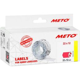 Preisetiketten METO&reg;, f&uuml;r 1-zeilige Preisauszeichner, permanenthaftend, Wellenrand, B 22 x H 12 mm, FSC&reg;-Papier, rot, 6 Rollen mit 1000 St&uuml;ck