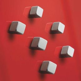 Sigel Neodym-Magnete C5 Strong Cube-Design, f&uuml;r Glas-Magnettafeln und magnetische Whiteboards, hohe Haftkraft, W&uuml;rfelform, silber, 6 St&uuml;ck