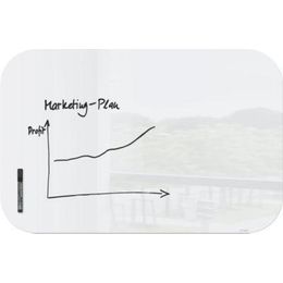 Sigel Glas-Whiteboard Artverum, Ecken rund, magnetisch, inkl. 1 x Boardmarker schwarz, B 1000 x T 10 x H 650 mm, ESG, wei&szlig;