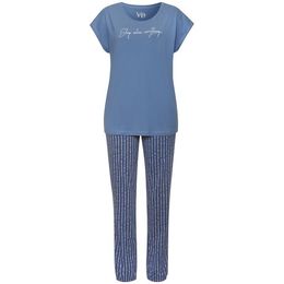 Vivance Dreams Pyjama mehrfarbig Gr. 32/34 f&uuml;r Damen. Rundhals und Allover-Druck. Bequem. Nachhaltig.