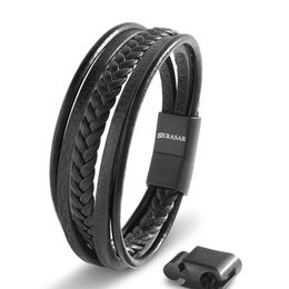 Serasar Armband 'Braid' Herren Gr&ouml;&szlig;e 25 cm schwarz