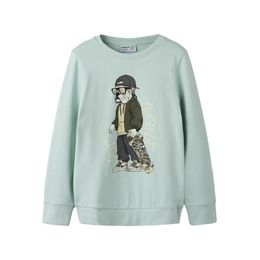 name it Sweatshirt Jungen Gr&ouml;&szlig;e 116 dunkelgrau / tanne / pastellgr&uuml;n / wei&szlig;